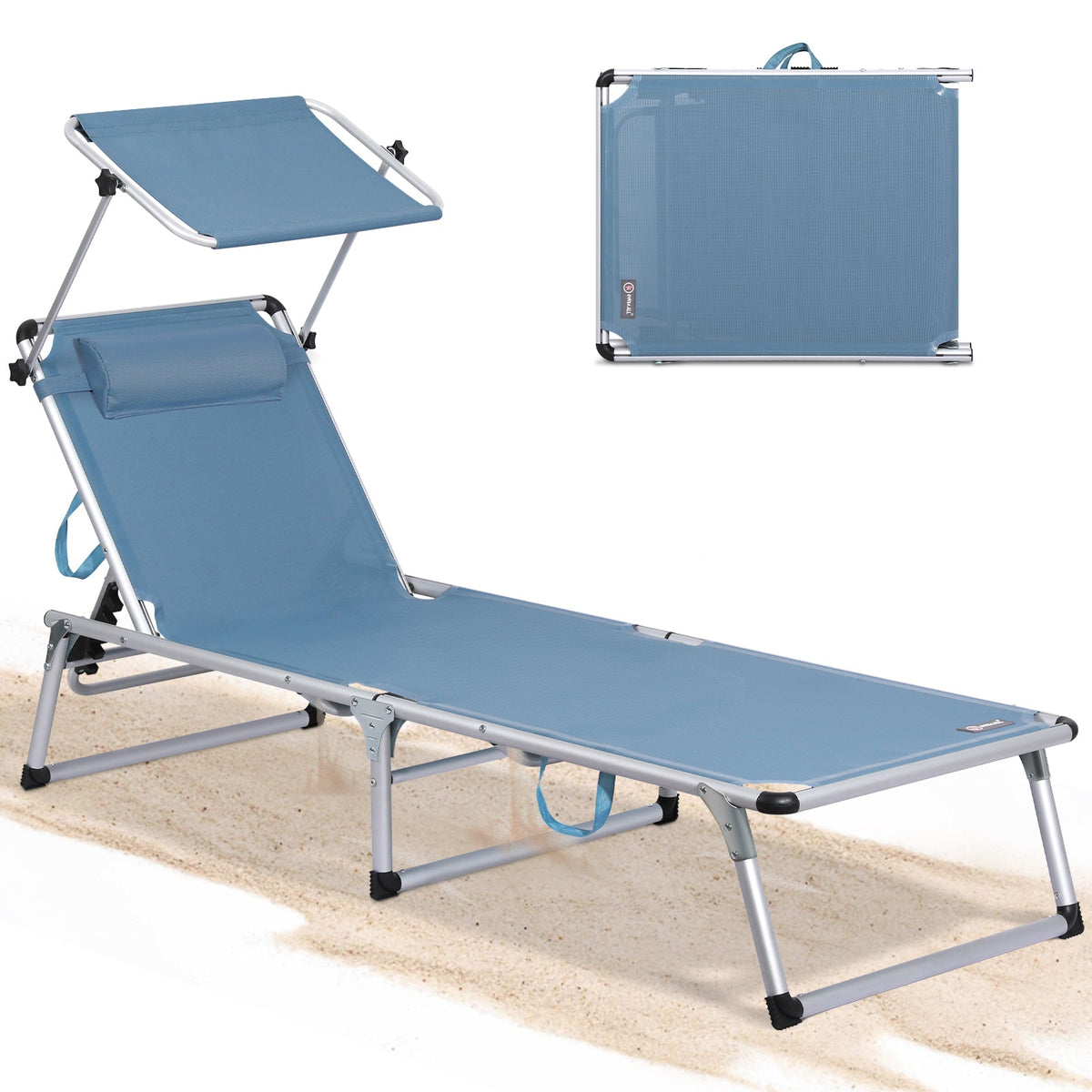 HOMECALL Lightweight Sun Lounger Foldable Aluminum Deck Chair Beach Lo ...